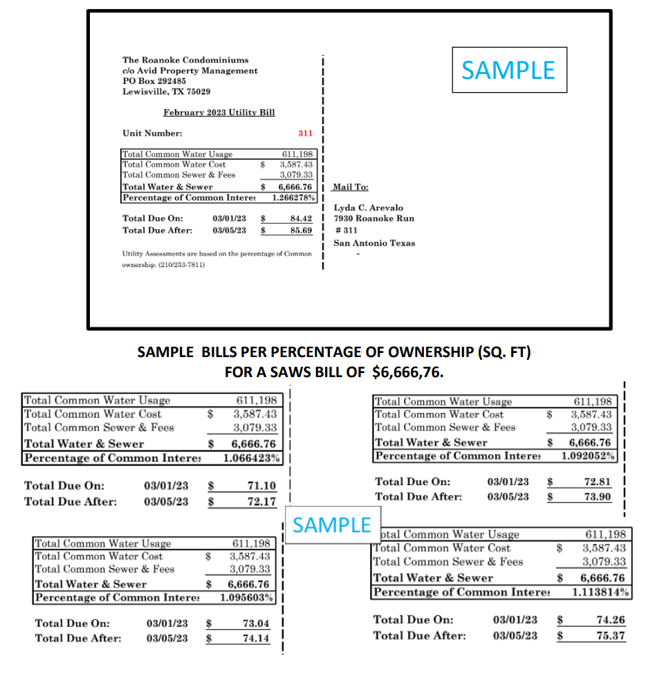 Water Billing Sample – The Roanoke